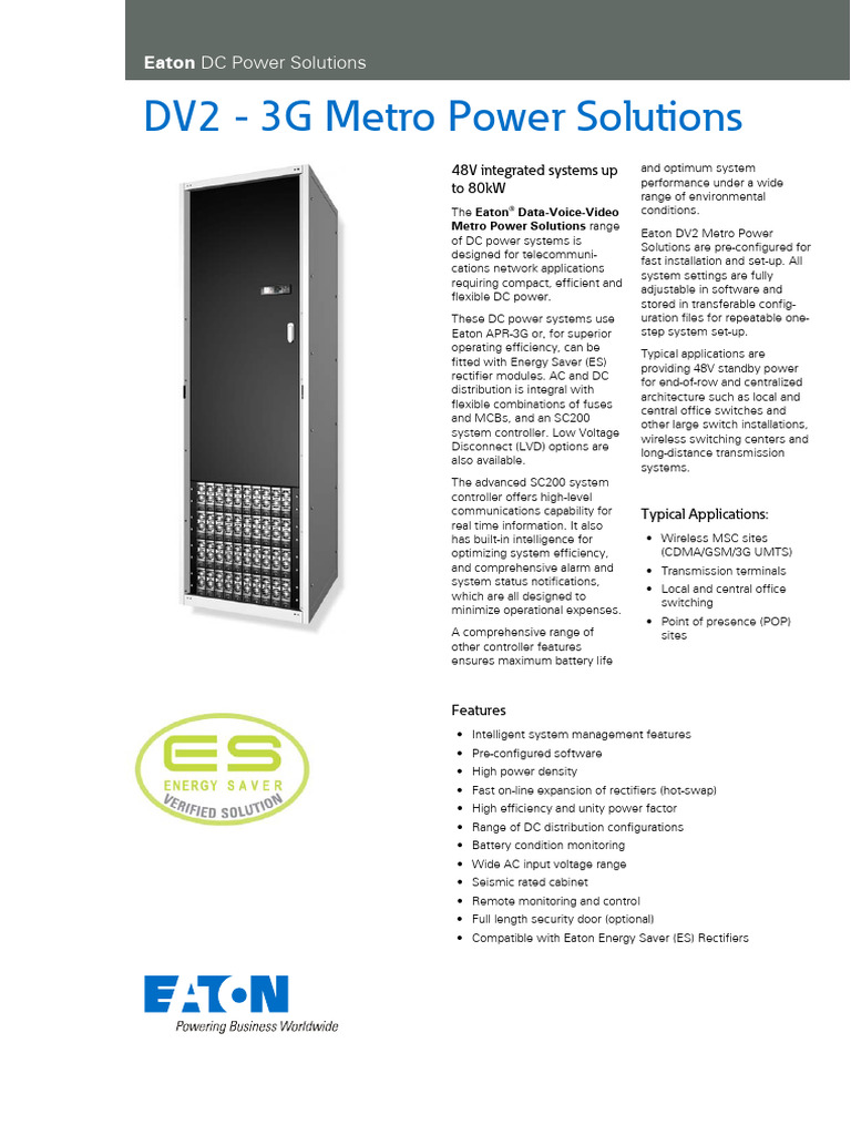 DV2-3G Metro Power Solutions | PDF
