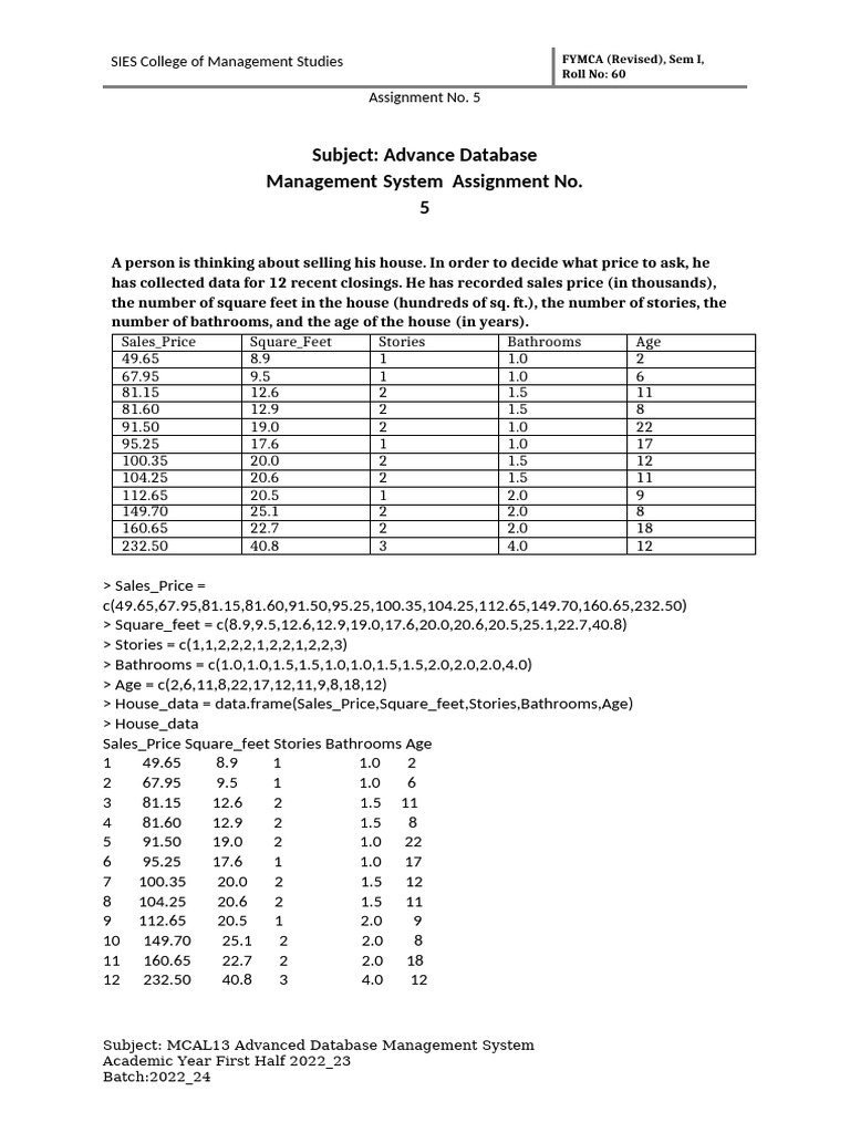 Assignment No 5 ADBMS | PDF