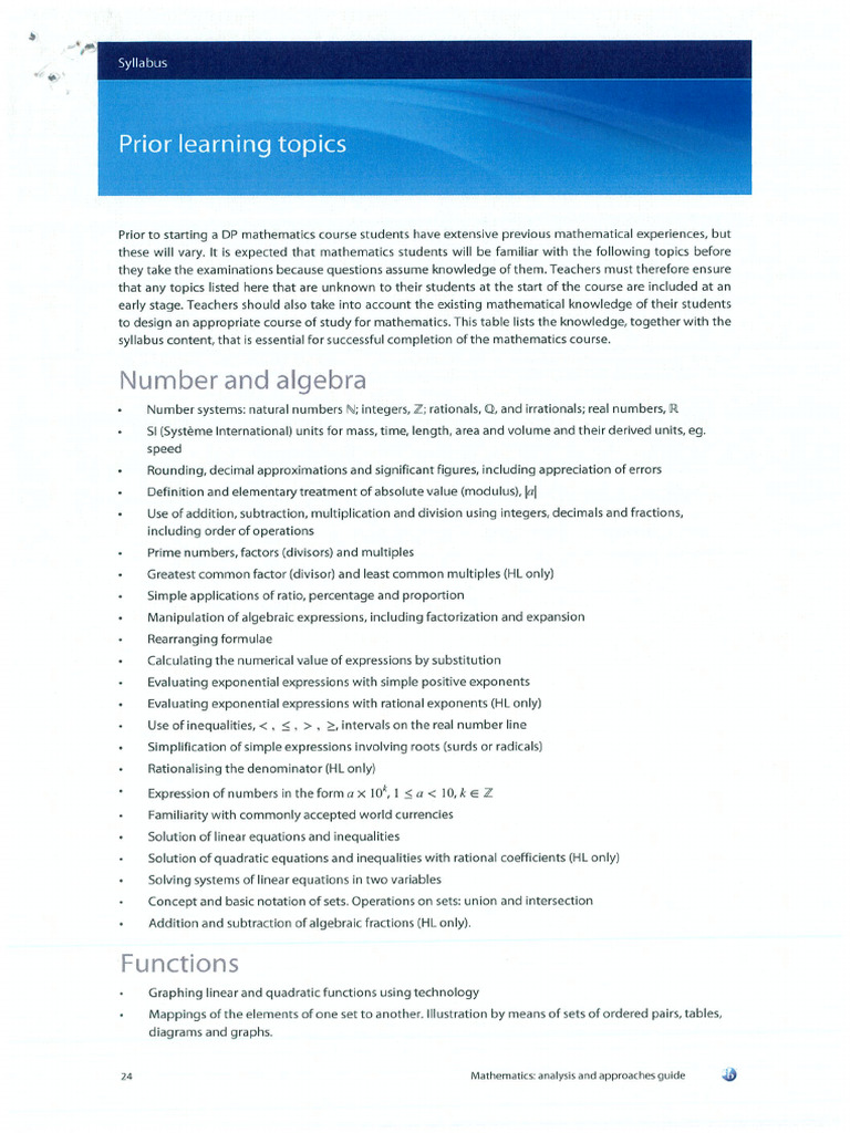 Maths DP AA Syllabus | PDF