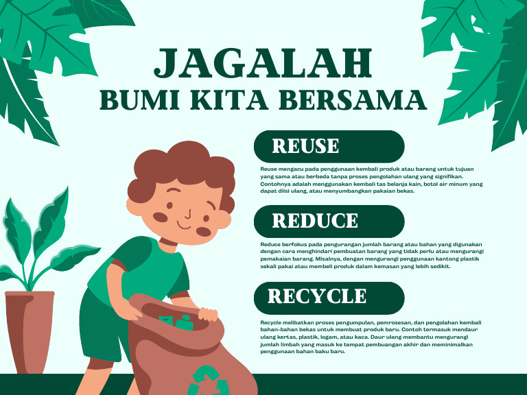 Hijau Ilustrasi Sederhana Jagalah Bumi Poster Sekolah | PDF