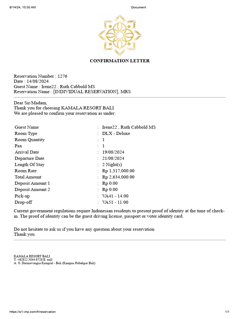 Confirmation Letter | PDF