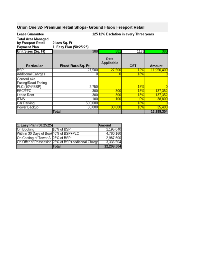 Orion Unit Costing | PDF