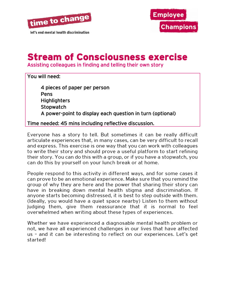 3.+tool Stream of Consciousness Exercise 0 | PDF