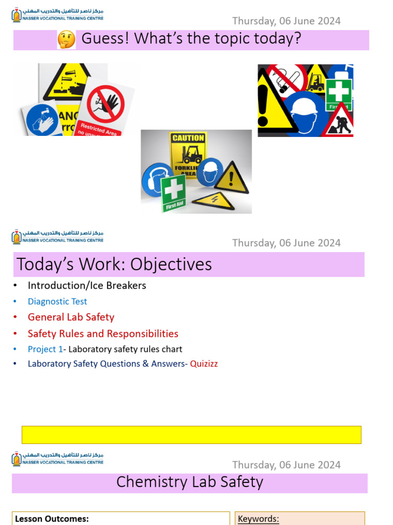 General Lab Safety Rules PPT Slides - LO1 - A1 | PDF