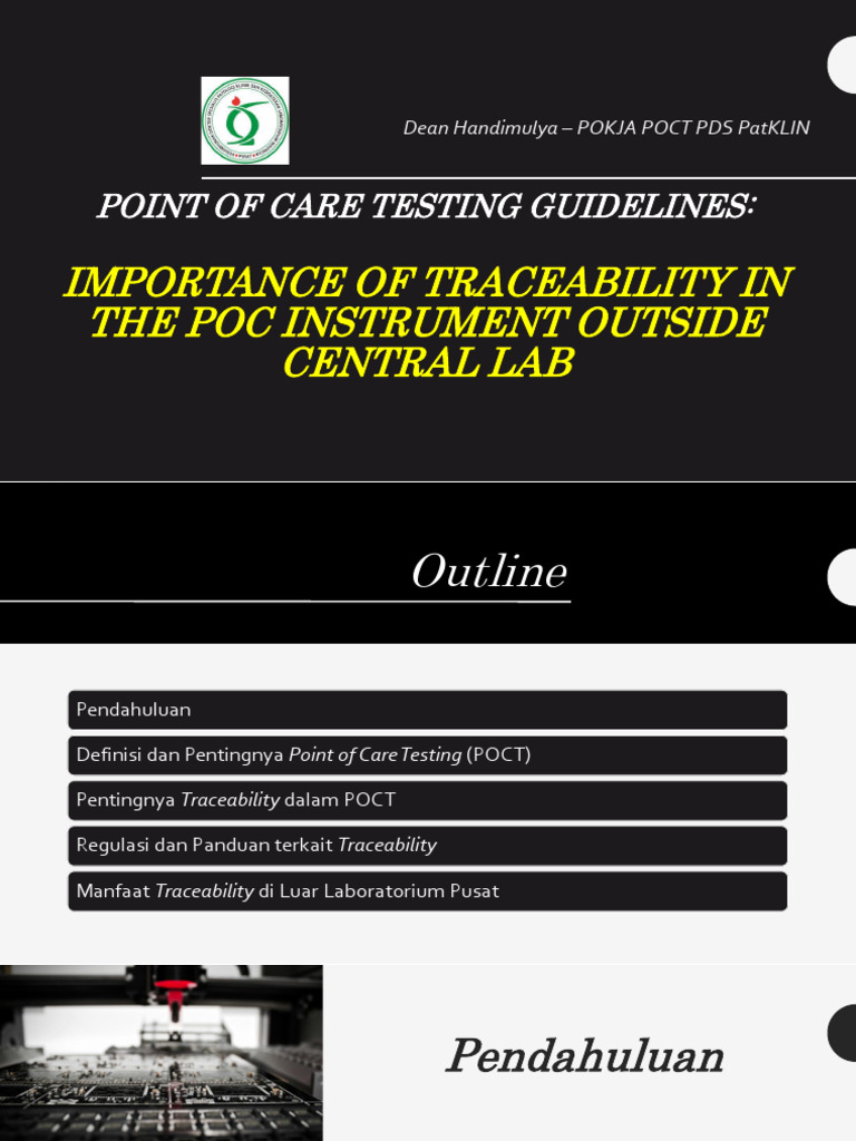 Point of Care Testing Guidelines - Importance of Traceability in The ...