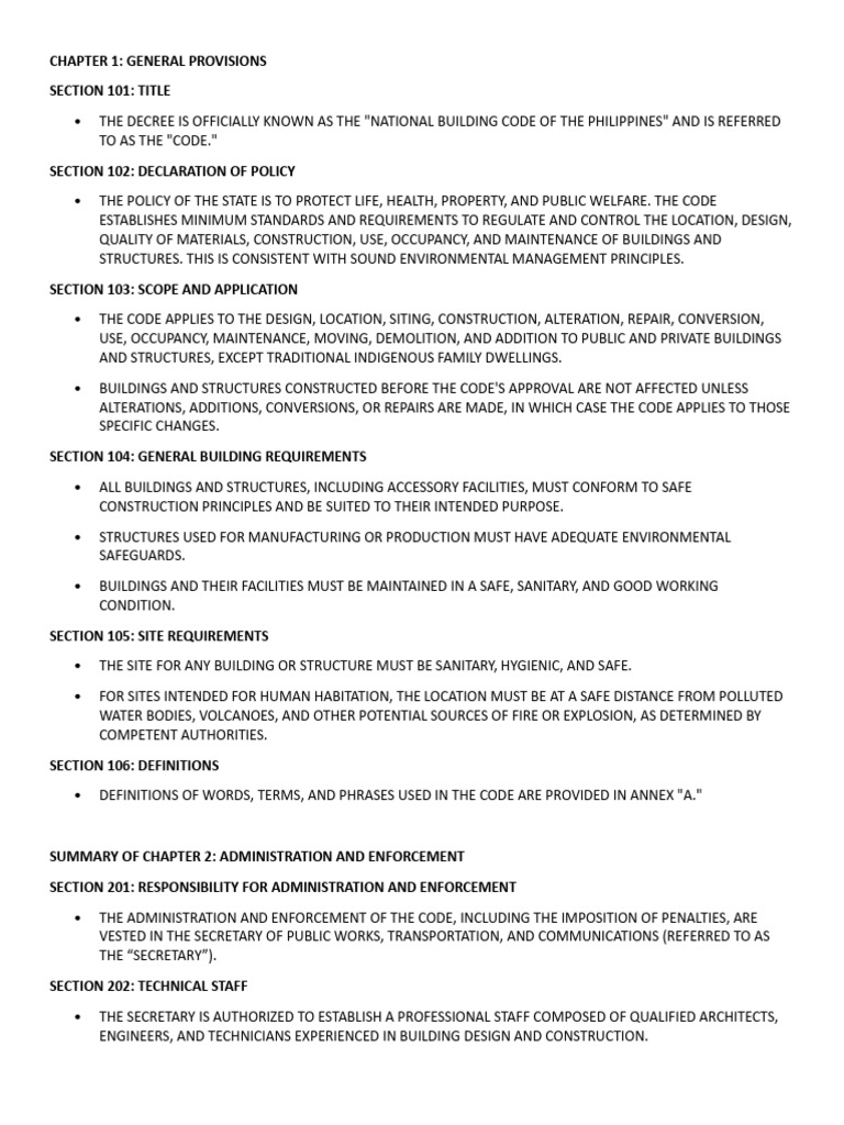 National Building Code Summary | PDF