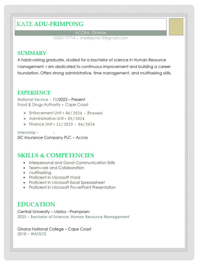 Adu-Frimpong: Skills & Competencies | PDF