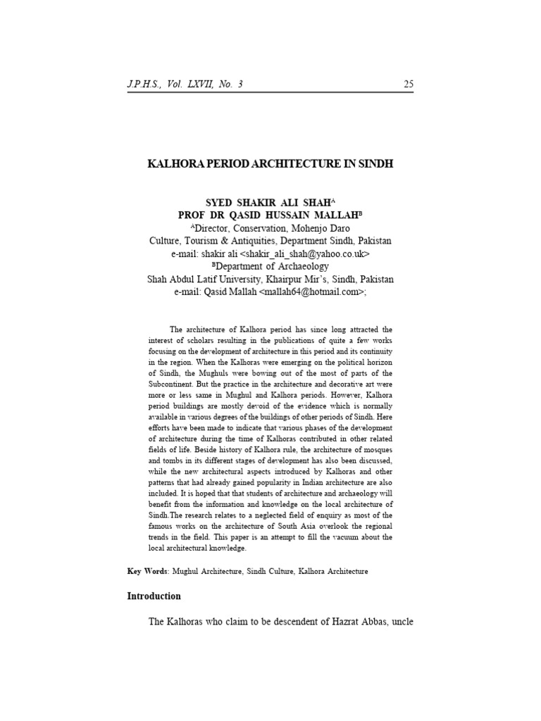 Kalhora Period Architecture in Sindh | PDF
