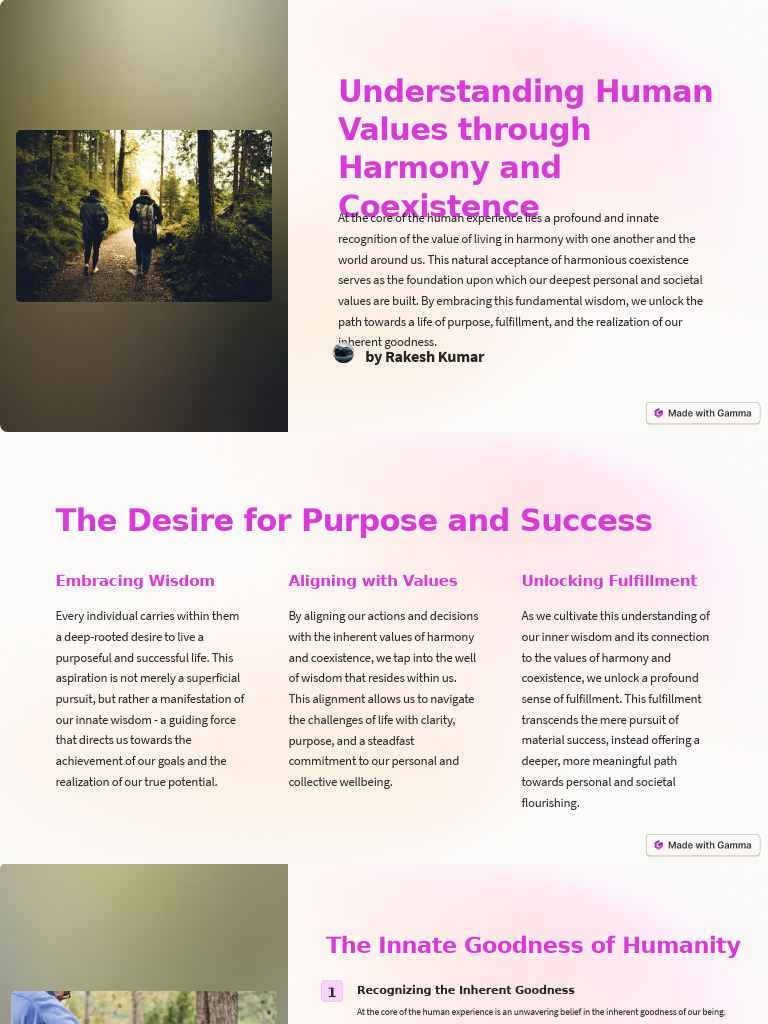 Understanding Human Values Through Harmony and Coexistence | PDF