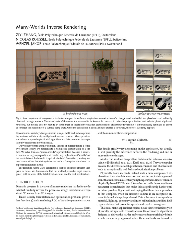 Many-Worlds Inverse Rendering: Ziyi Zhang, Nicolas Roussel, Wenzel Jakob | PDF