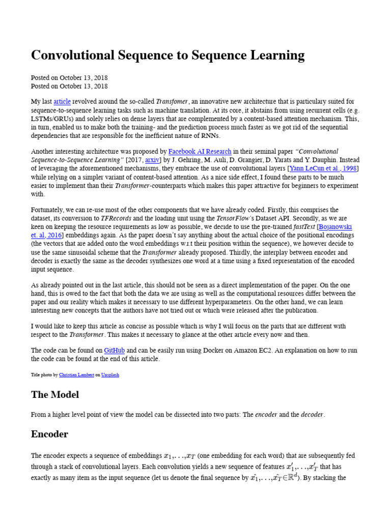 Convolutional Sequence To Sequence Learning | PDF