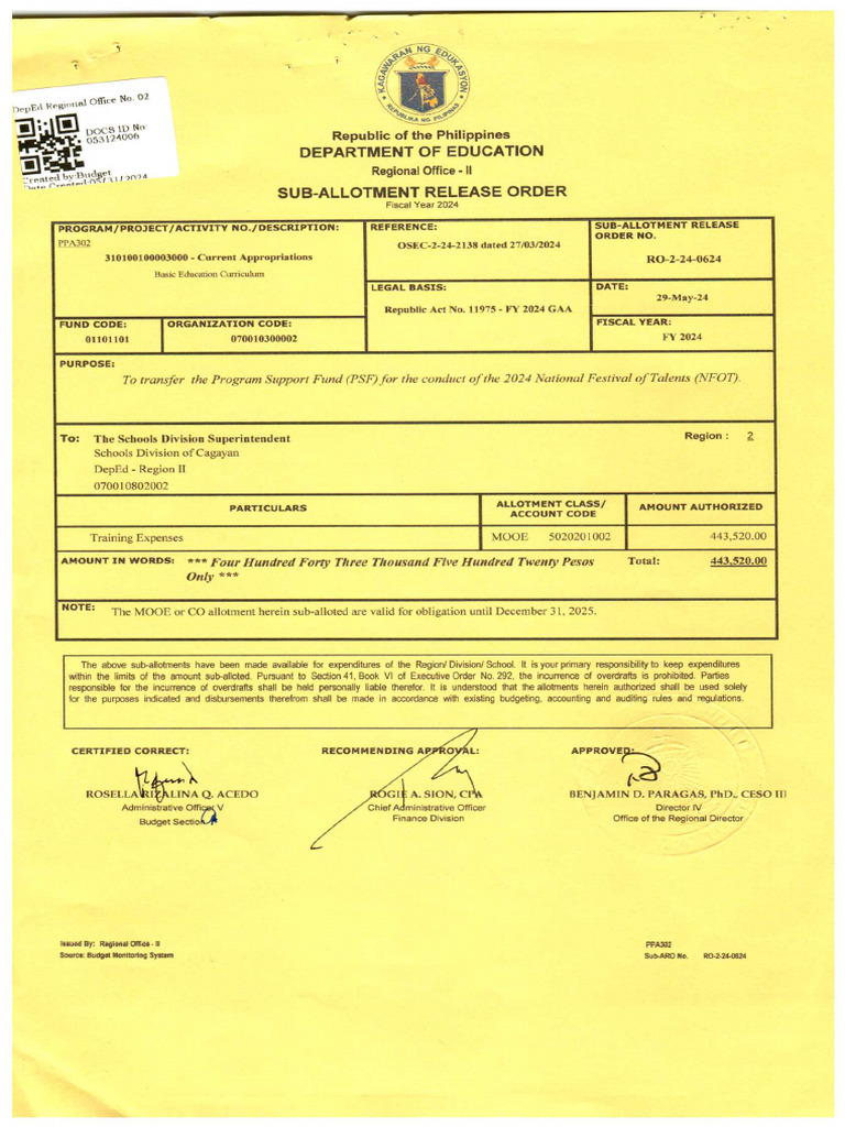 2-24-0624 RO 2 24 0631 PSF For The Conduct of The 2024 NAtional ...