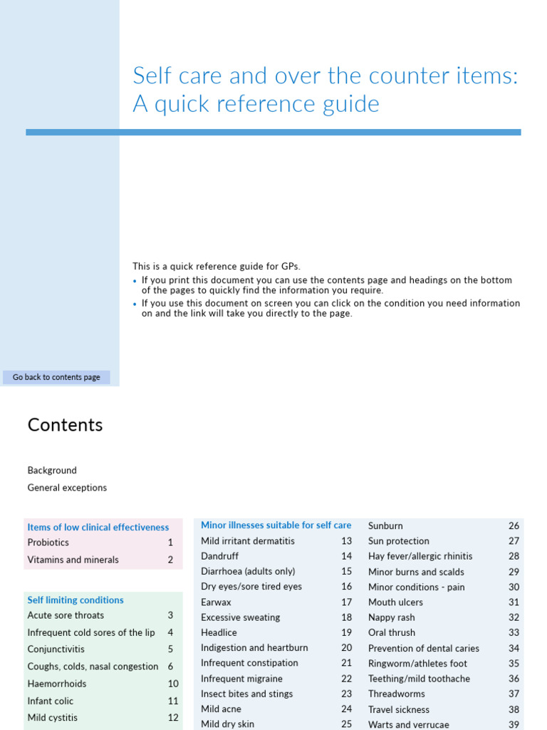 b227 Self Care and Otc Items Quick Reference Guide 21 | PDF