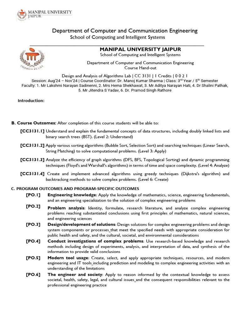 DAA Lab Handout CC3131 July-Dec2024 | PDF