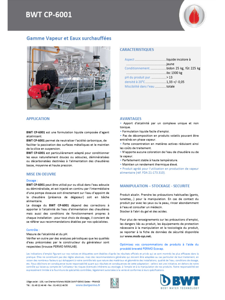 BWT CP-6001 - Boilers - FR | PDF