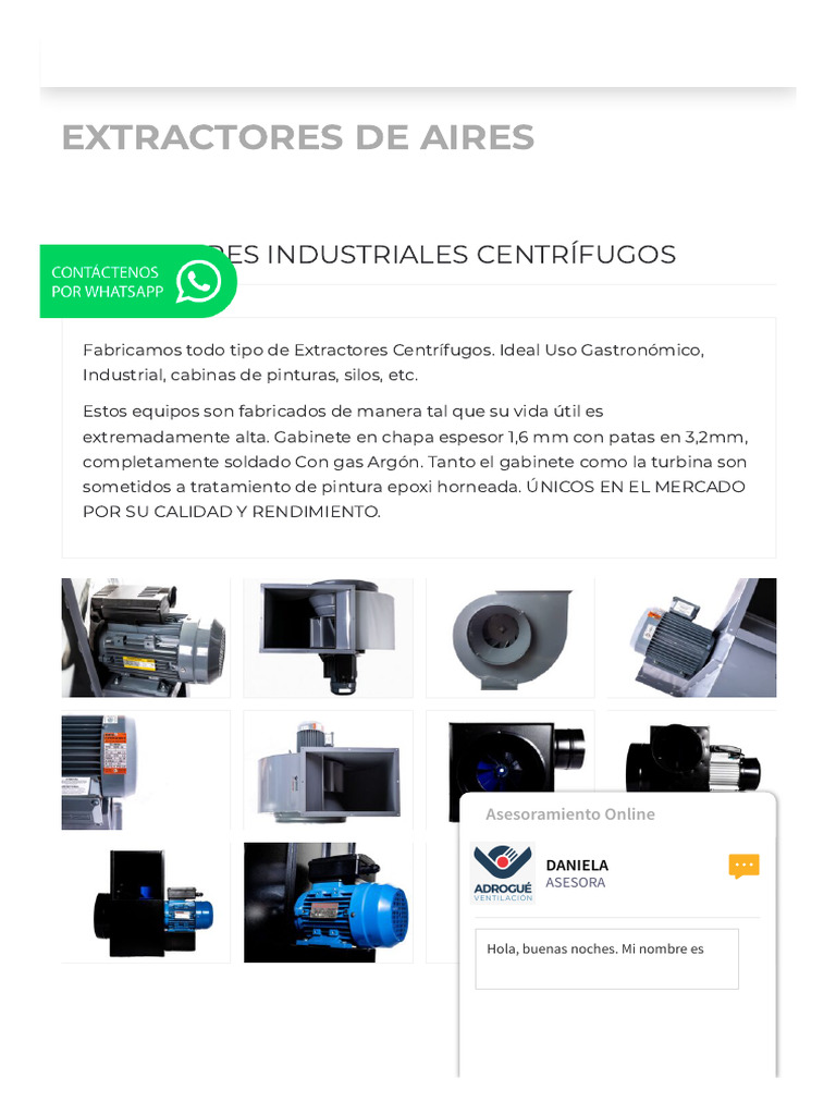 Extractores Industriales Centrífugos - Adrogue Ventilacion | PDF