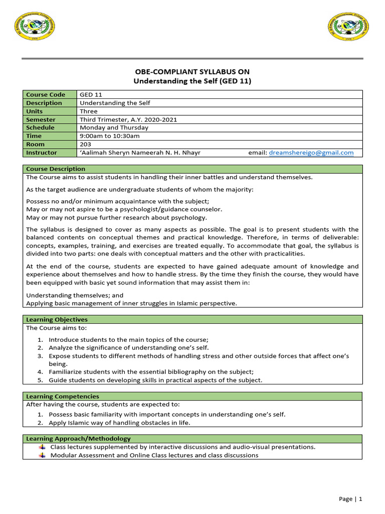 GED 11 Syllabus | PDF
