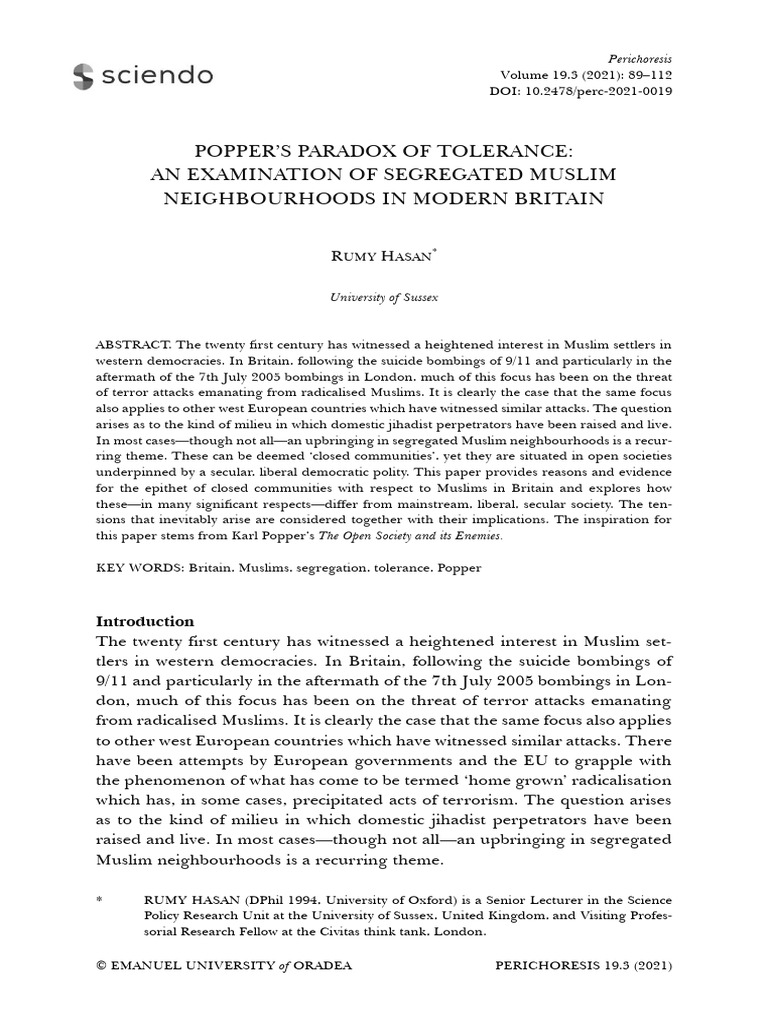 Popper's Paradox of Tolerance | PDF