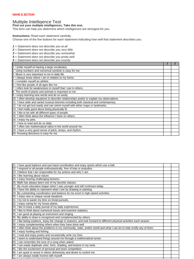 Intelligence Test | PDF
