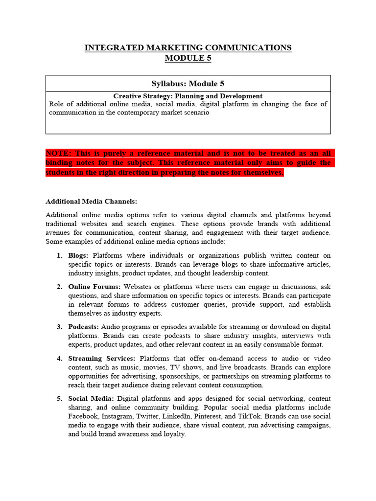 IMC - Module 5 | PDF