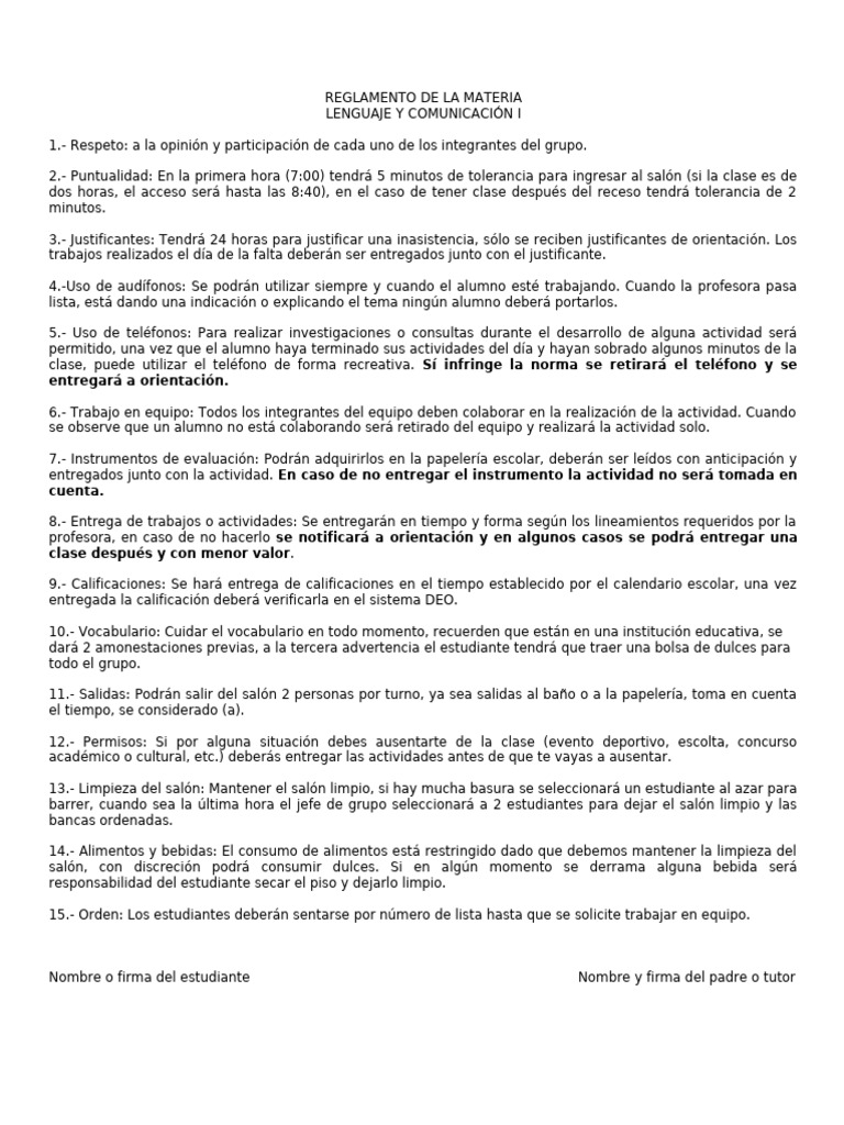 Reglamento LyC 1 | PDF