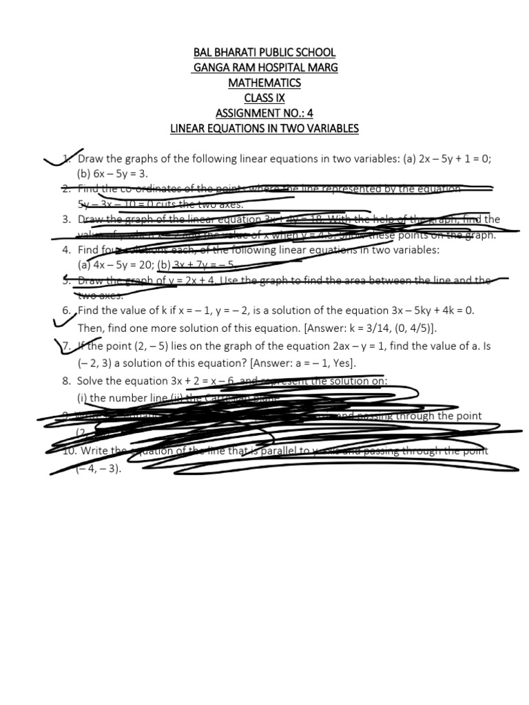 IX - Math - 4 - Linear Equations in Two Variables | PDF