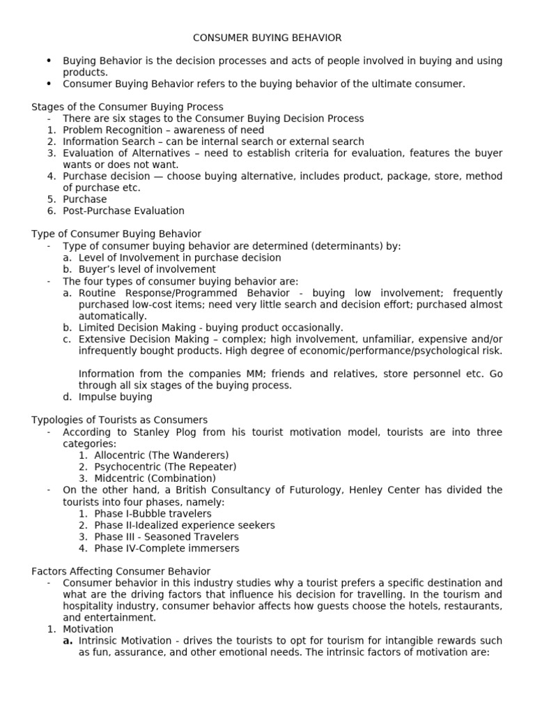 Consumer Buying Behavior | PDF