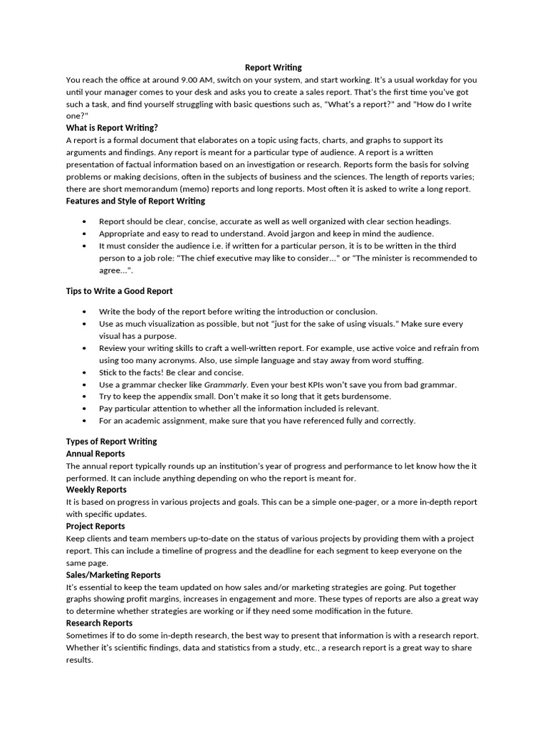 Report Writing | PDF | Memorandum | Finance & Money Management Report Writing | PDF | Memorandum | Finance & Money Management