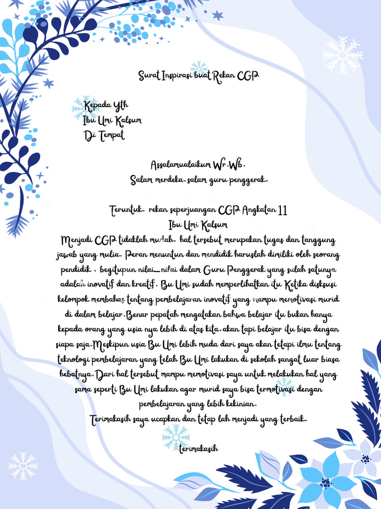 Surat Inspirasi Buat Rekan CGP | PDF