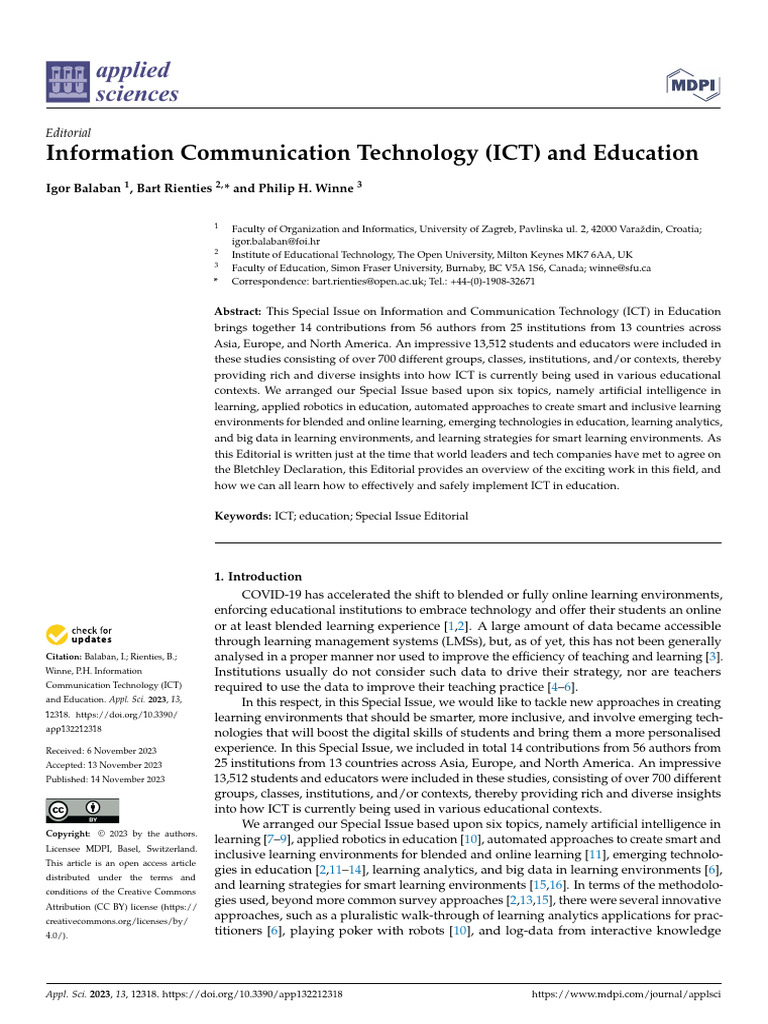 Information Communication Technology ICT and Educa | PDF