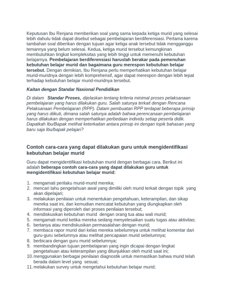 Modul 2.1 - Rangkuman Materi Pembelajaran Berdiferensiasi | PDF