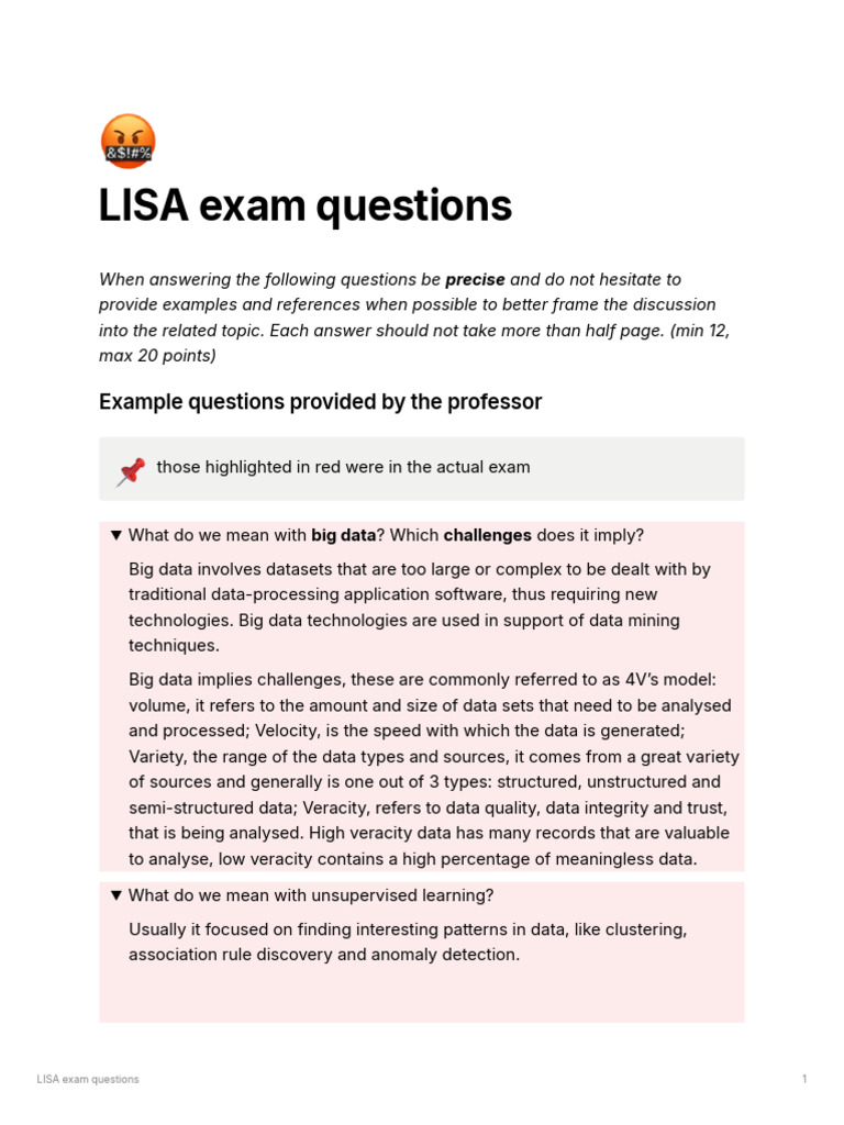 LISA Exam Questions | PDF