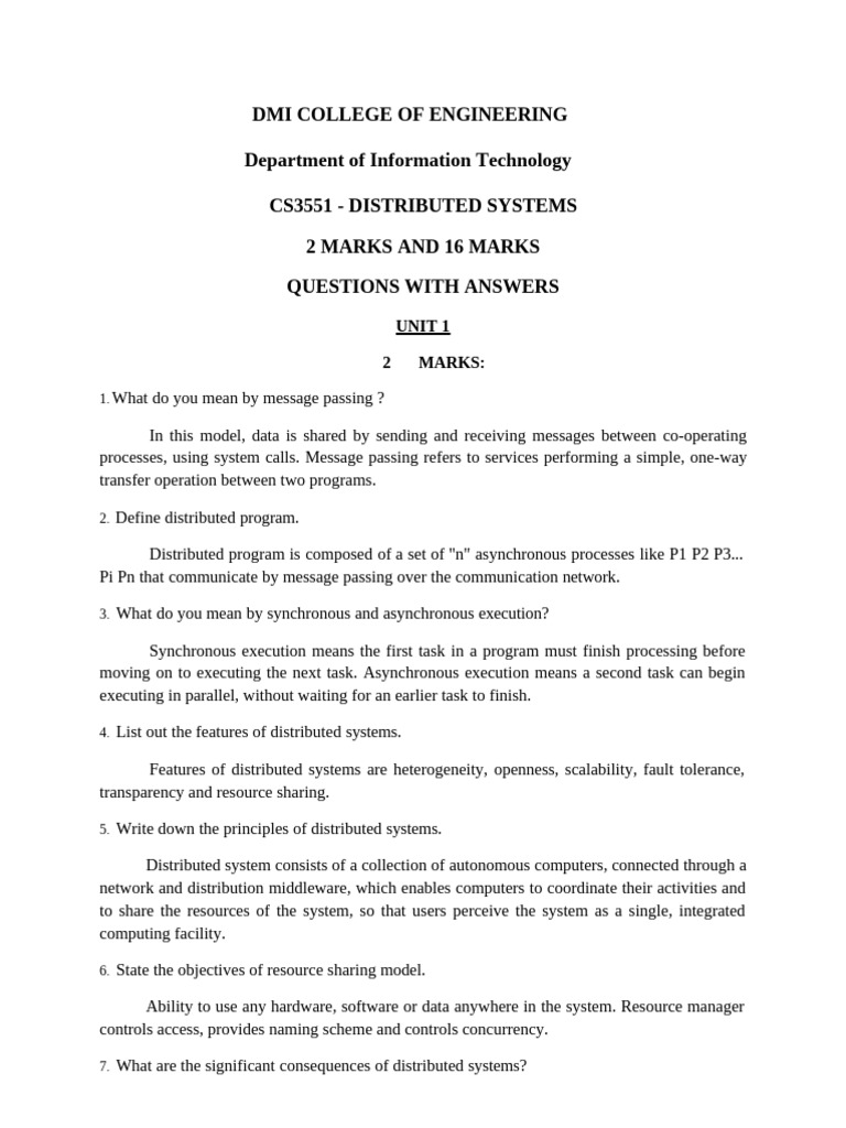 Dmi College of Engineering Department of Information Technology Cs3551 ... Dmi College of Engineering Department of Information Technology Cs3551 ...