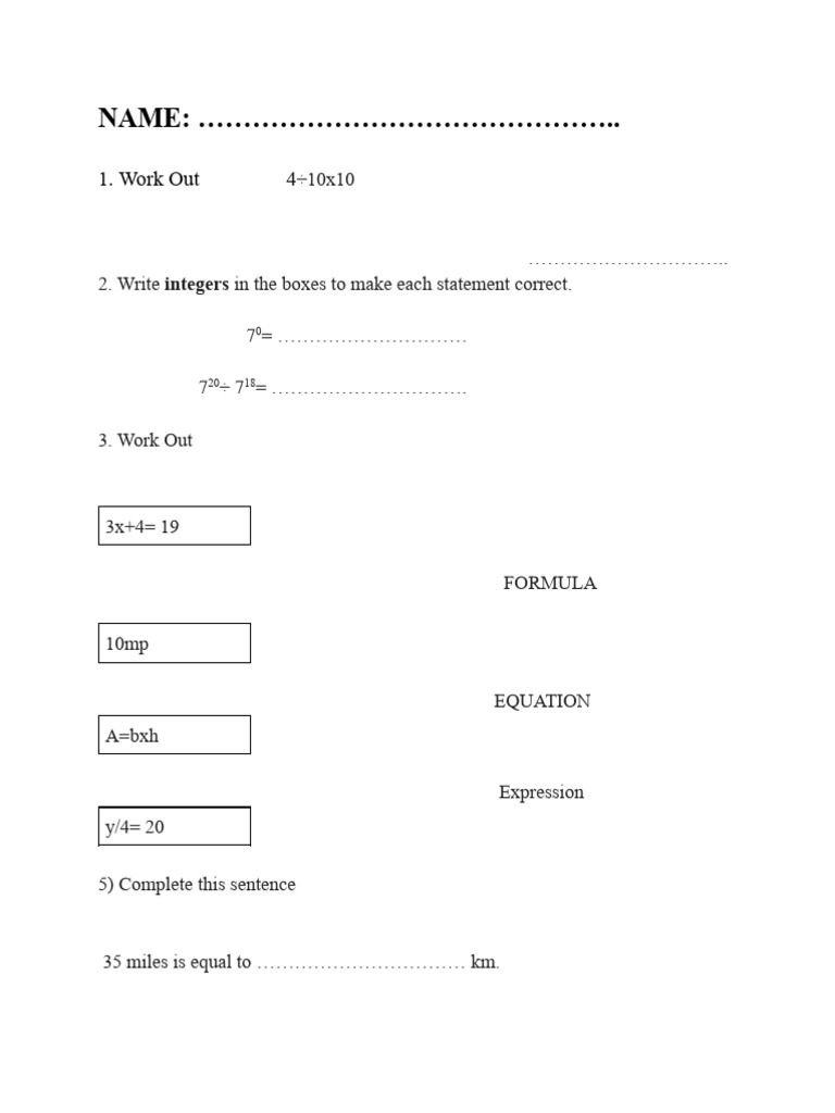 Math Examination | PDF