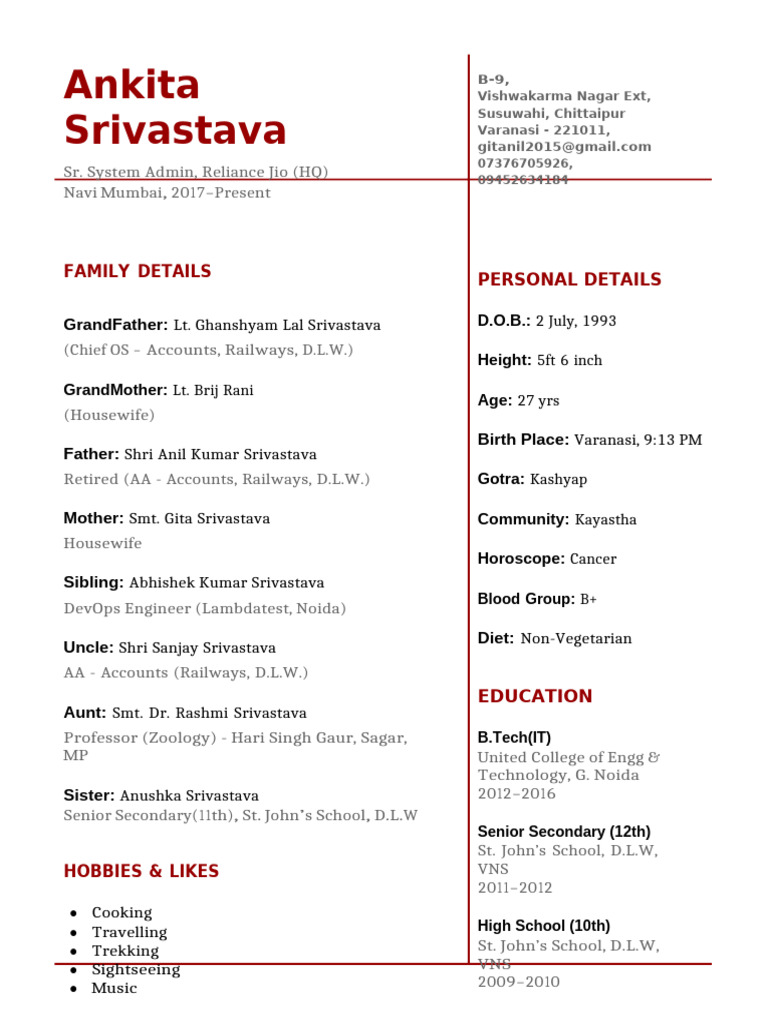 Ankita-Biodata - Biodata | PDF