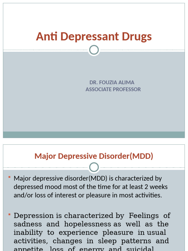 Anti Depressant Drugs | PDF