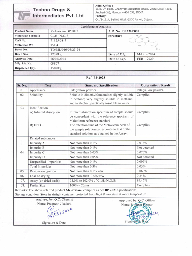 Coa - Do No - 110 - ML BP 2023 - 150.0KG - Egpi - Revised | PDF