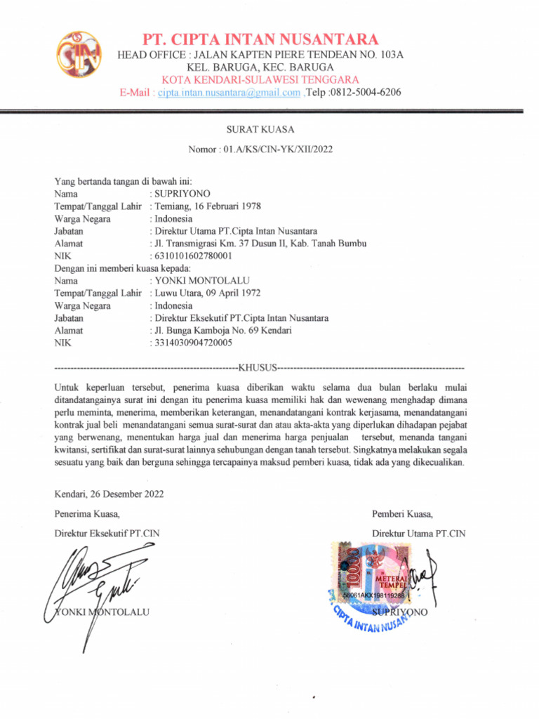 No. 01a Scan Surat Kuasa | PDF