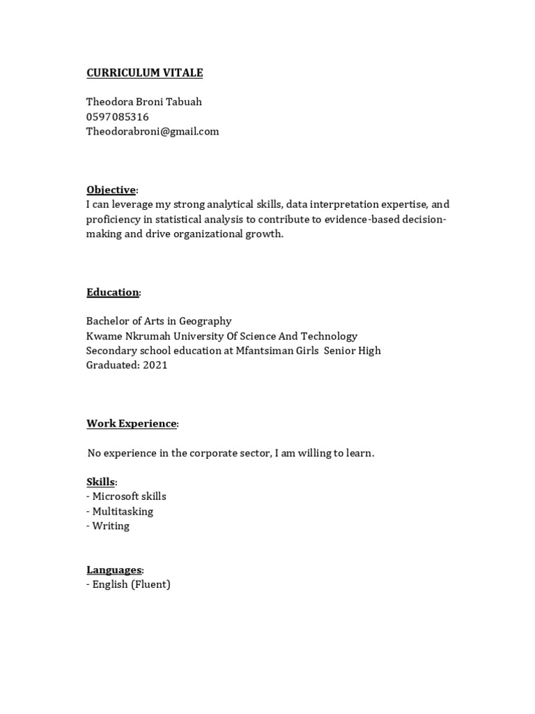 Curriculum Vitale: Objective | PDF | Social Science