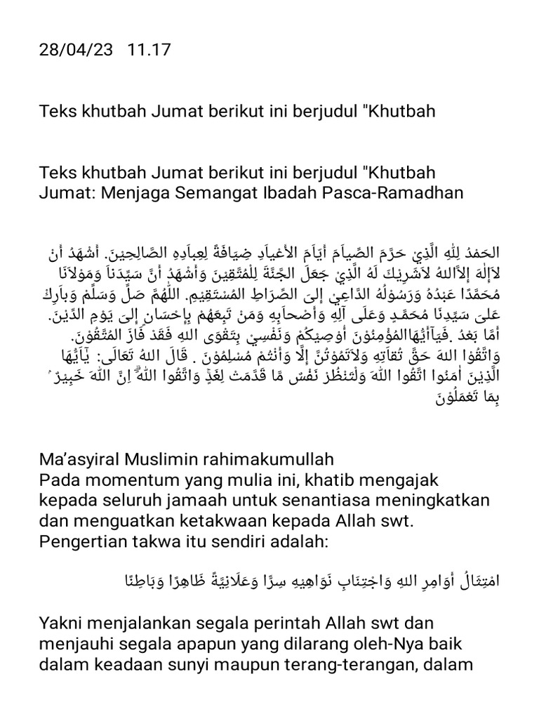Khutbah Jum'at | PDF