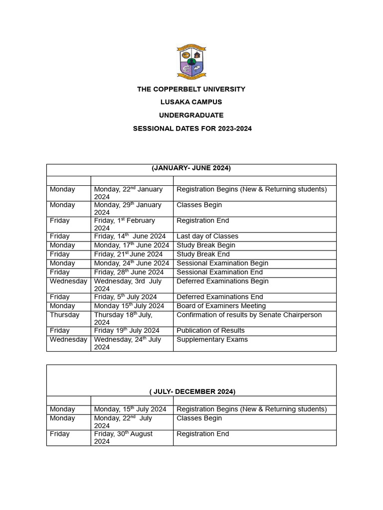 1720018267UNDERGRADUATE 2024 Proposed Academic Calendar - Lusaka Campus ...