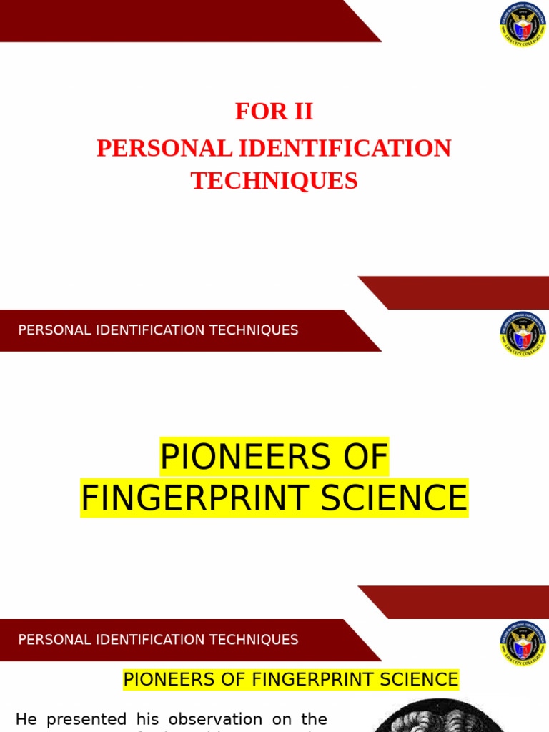 For 2 Personal Identification Technique | PDF