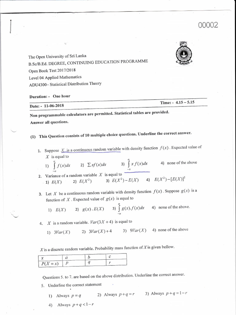 2.OBT 2017-2018 - Paper and Answers | PDF