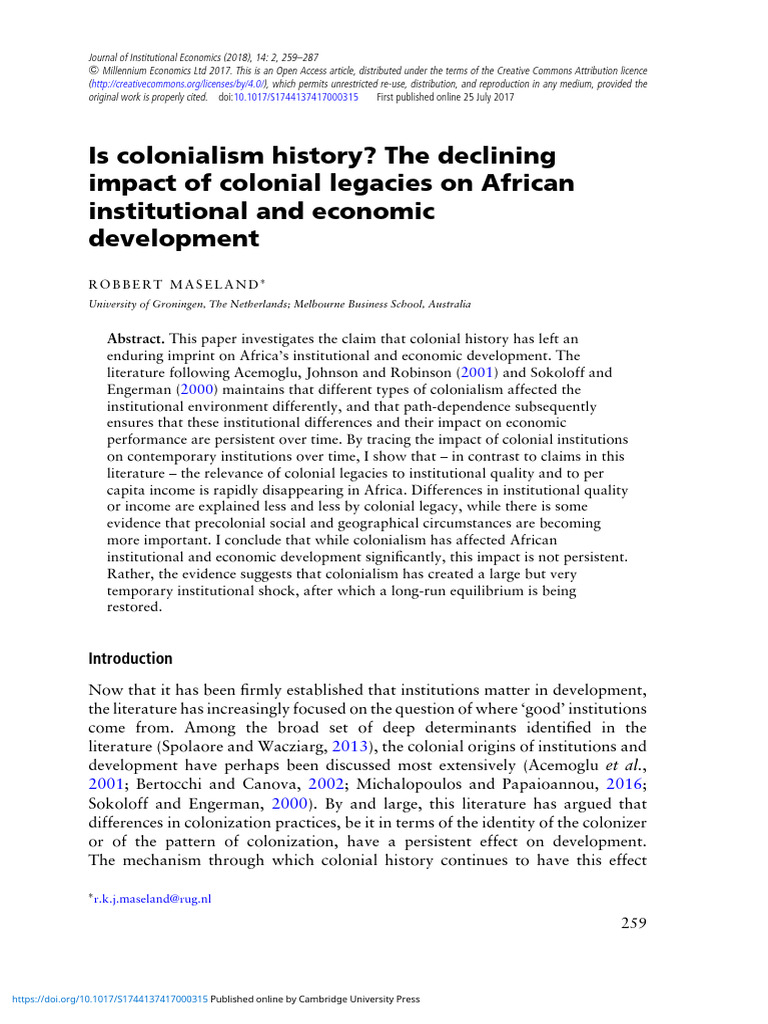 Is Colonialism History The Declining Impact of Colonial Legacies On ...