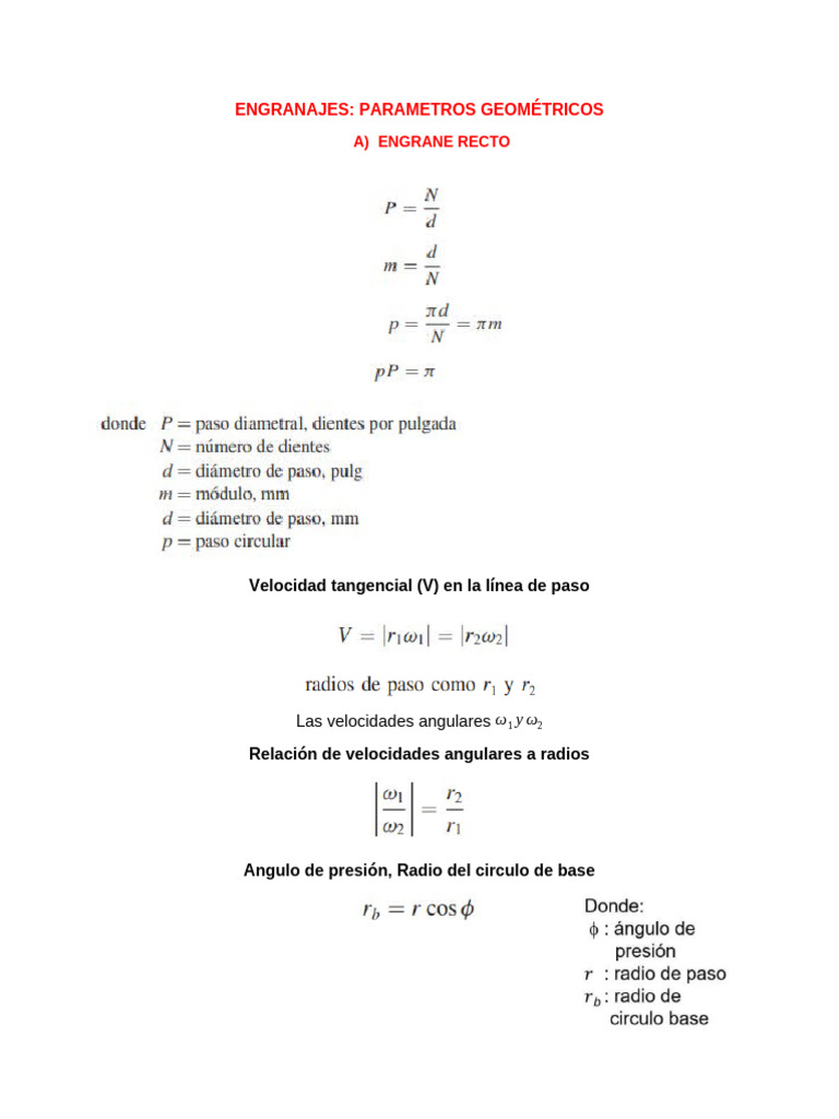 Engranajes - Parametros Geometricos (1) . | PDF