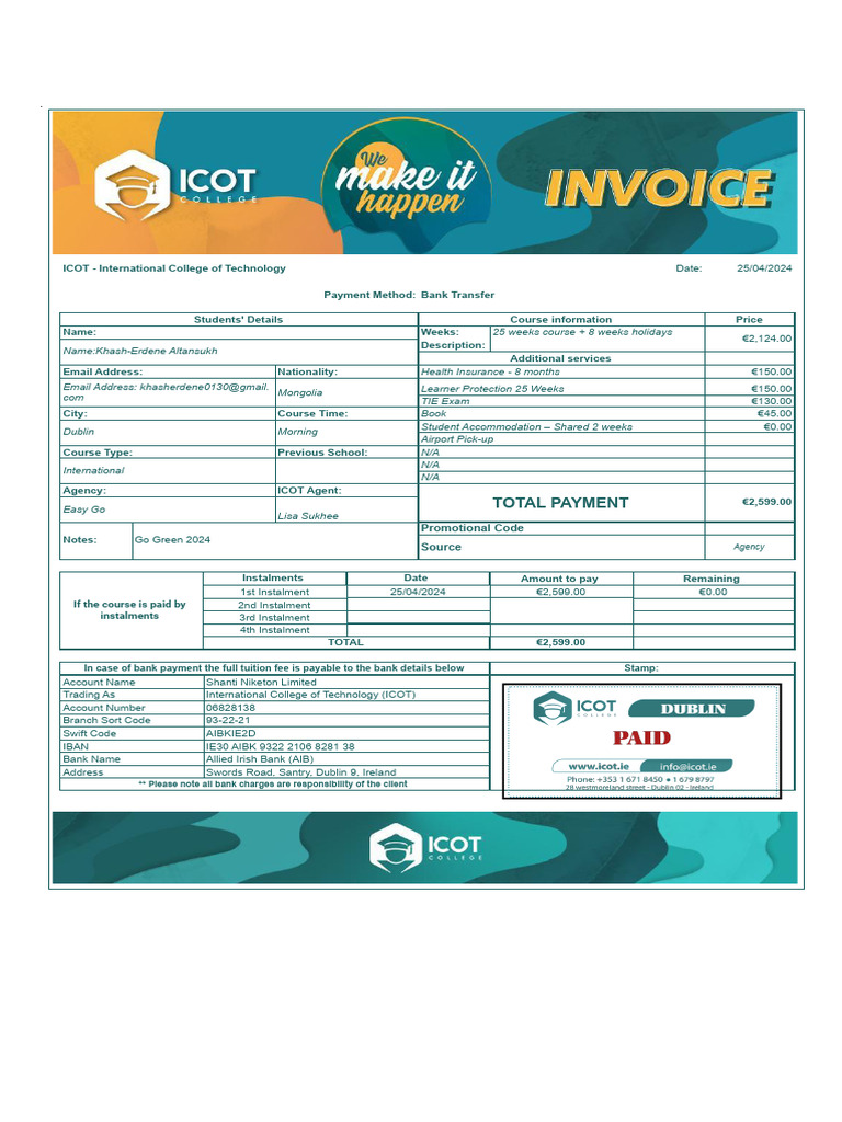 Khash-Erdene Altansukh gross invoice | PDF