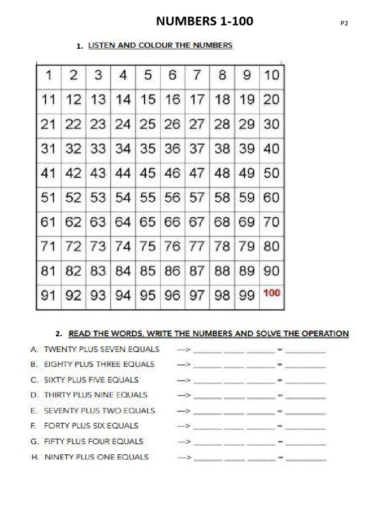 Numbers 1 100 P2 Pdf 