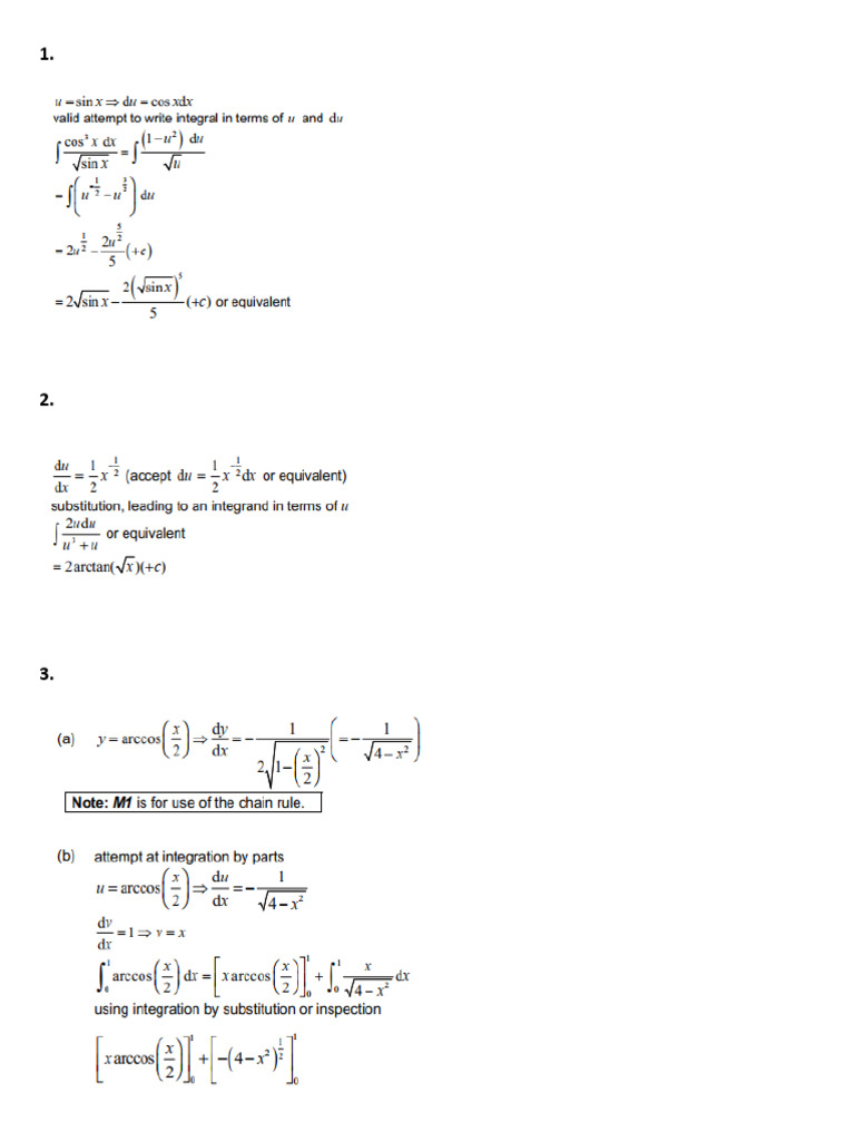 Integration Techniques Revision 1 (Ans) | PDF