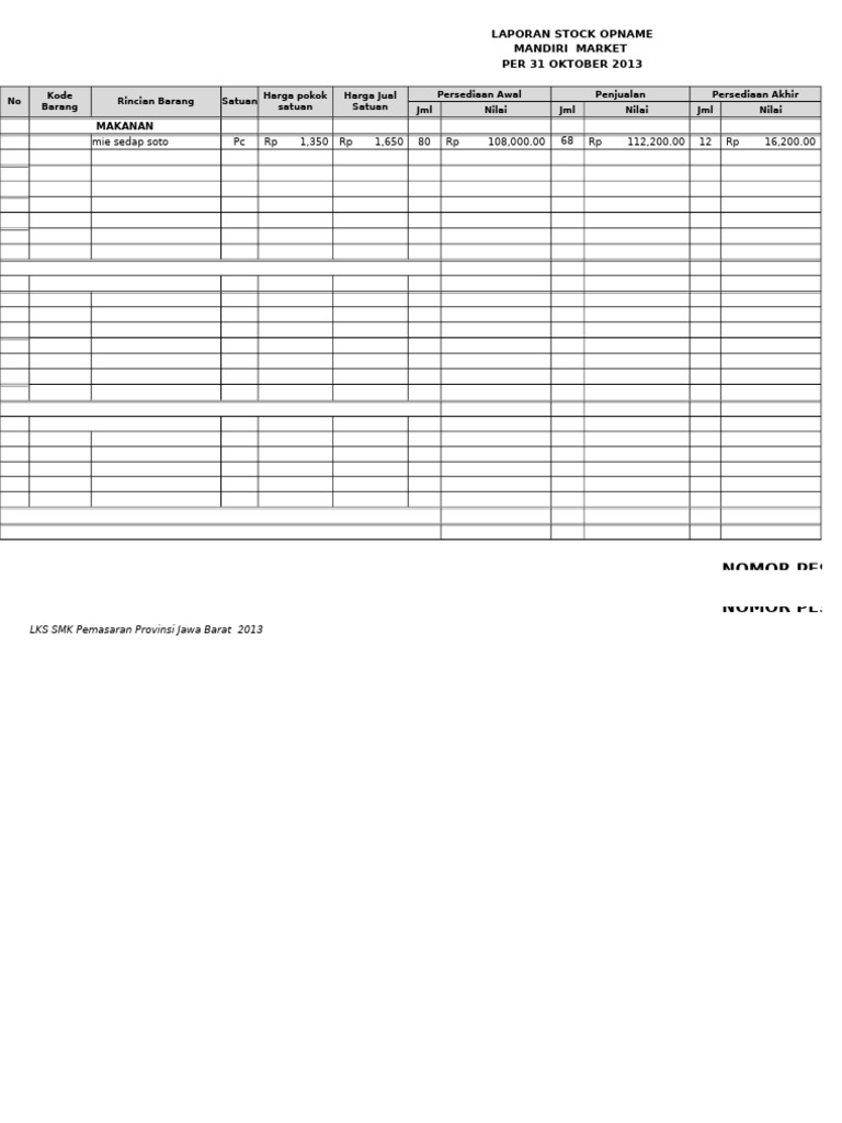 Format Stock Opname | PDF