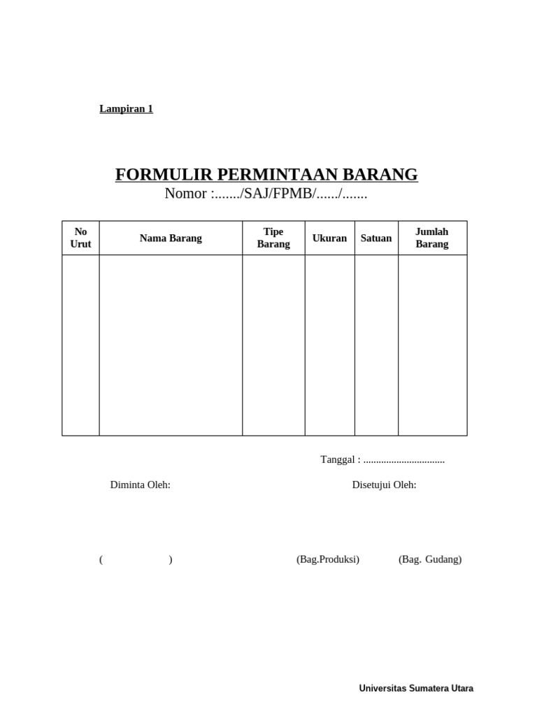 Form Permintaan Barang Gudang PDF | PDF